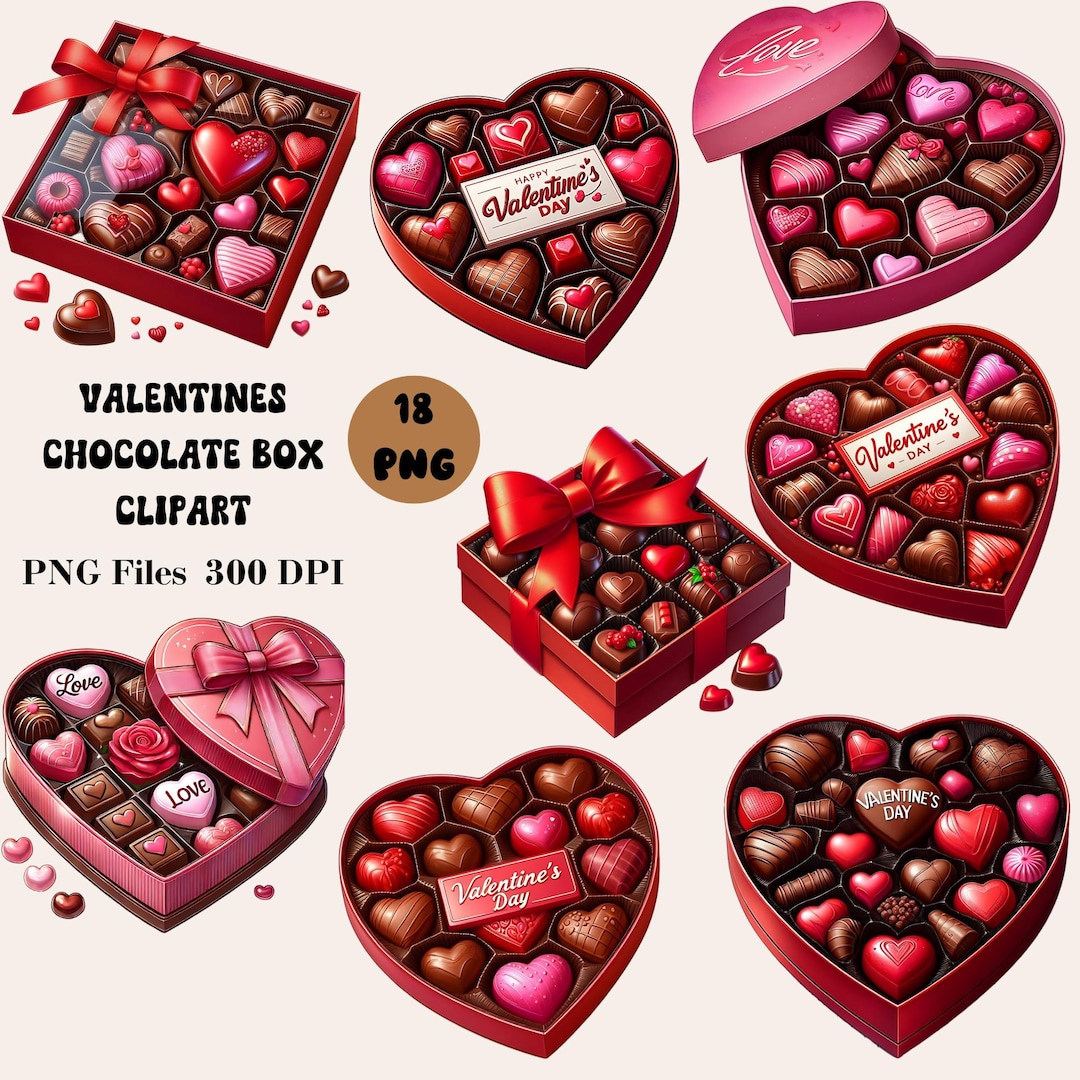 18 Valentine’s Day Chocolate Box Clipart, Valentine's Chocolates PNG ...