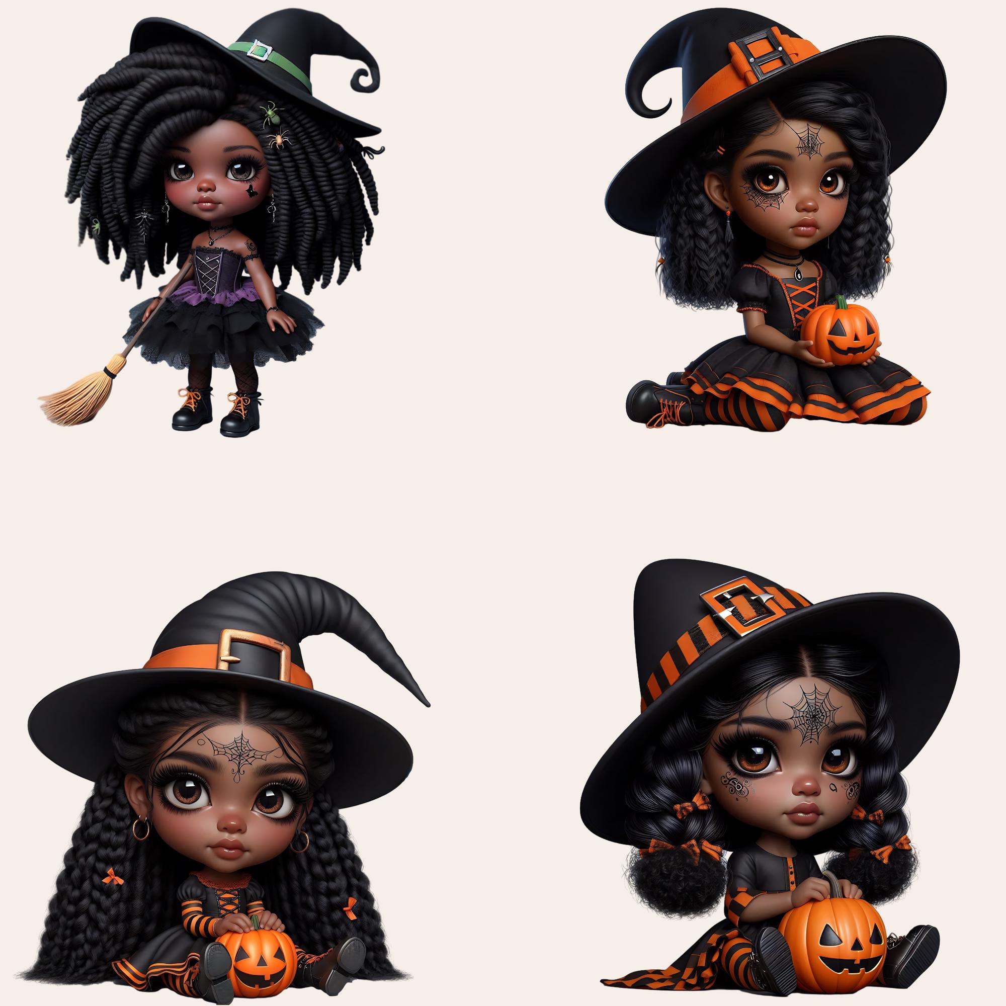 20 Halloween Chibi Girl Clipart, Chibi Clipart Bundle, Witch Chibi Girl ...