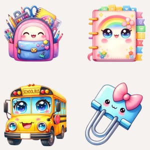 26 Kawaii Back to School Clipart, Kawaii School Clipart, Back to School ...