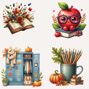 22 Autumn Back to School Clipart, Autumn School Clipart, Back to School ...