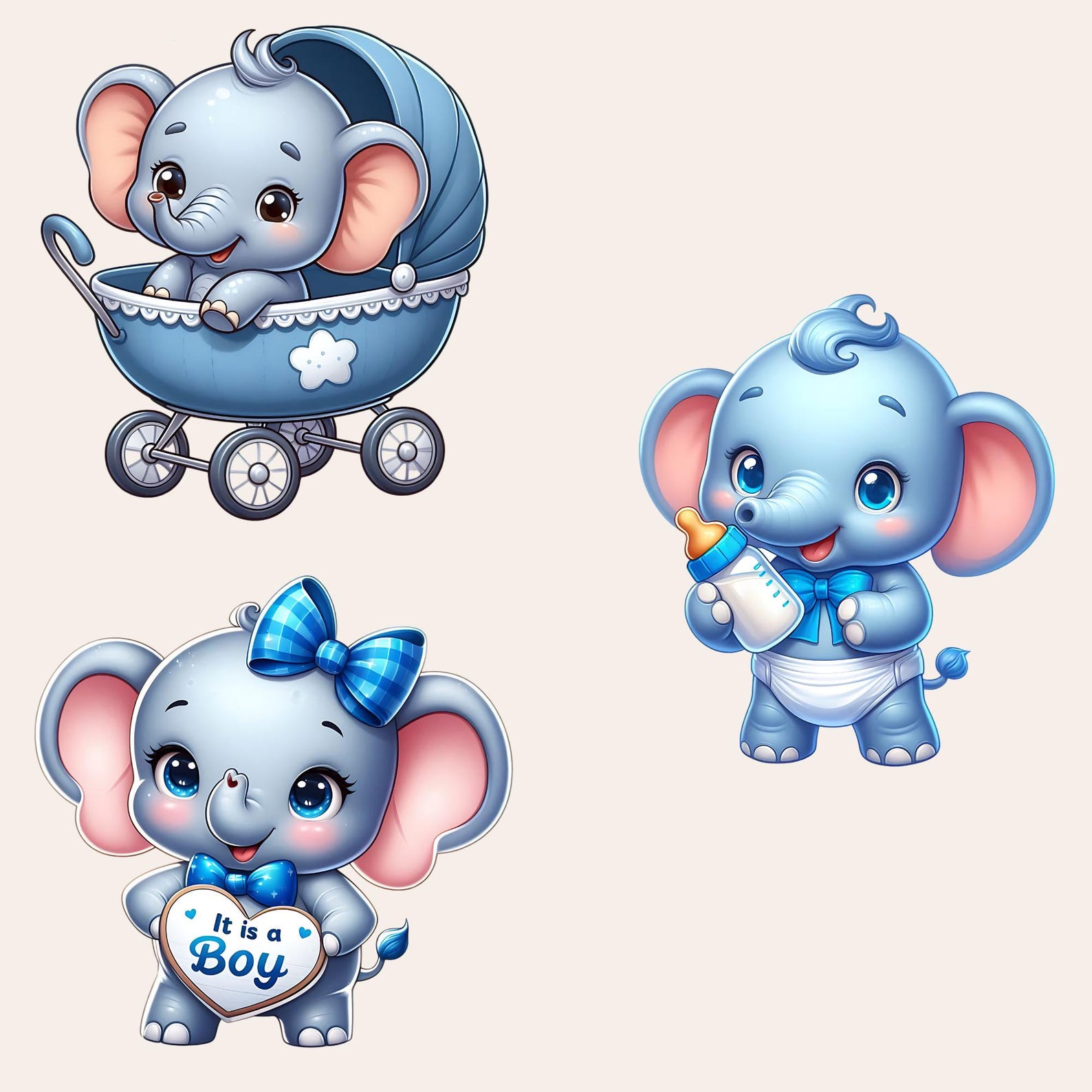 17 Blue Baby Elephant Clipart, Baby Shower Clipart for Boy, Boy ...
