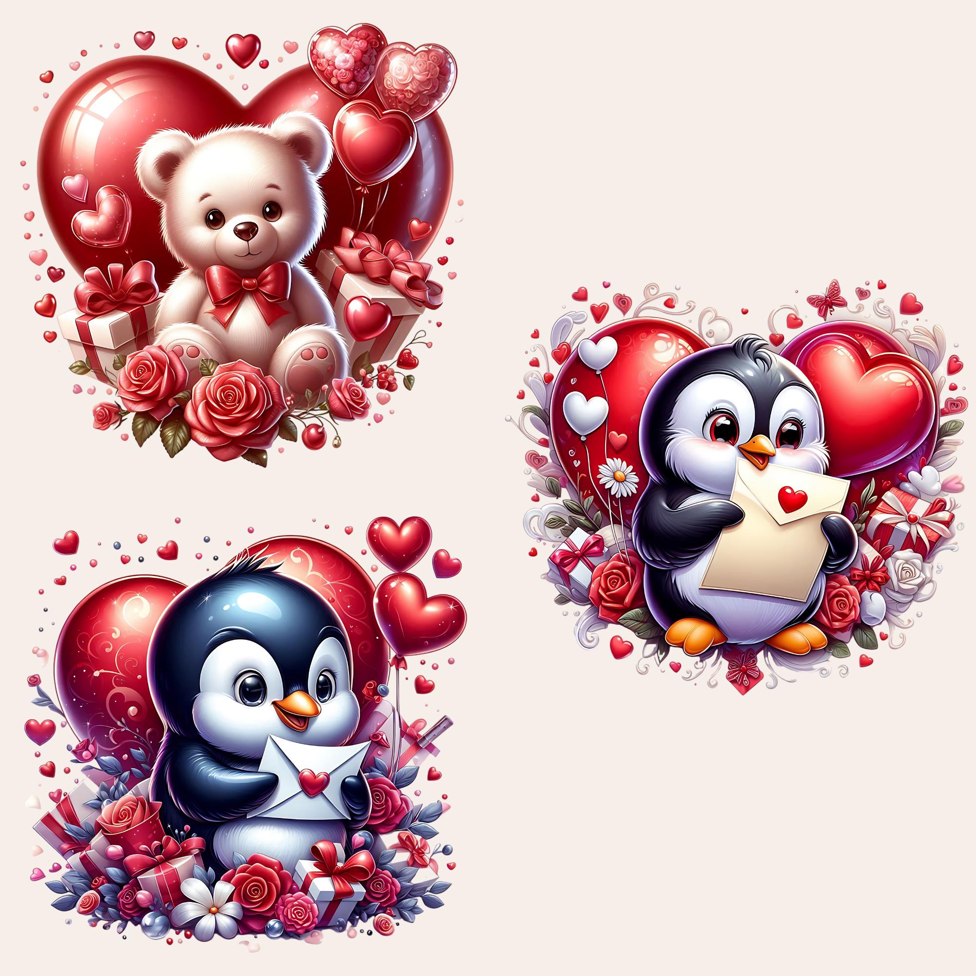 17 Valentine's Day Animals Clipart, Woodland Valentines Clipart, Love ...