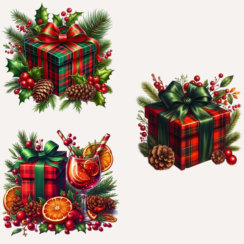 13 Christmas Presents Clipart, Christmas Presents PNG Bundle, Christmas ...