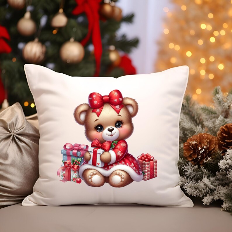 21 Christmas Teddy Bear Clipart, Winter Teddy Bear PNG, Holiday Teddy ...