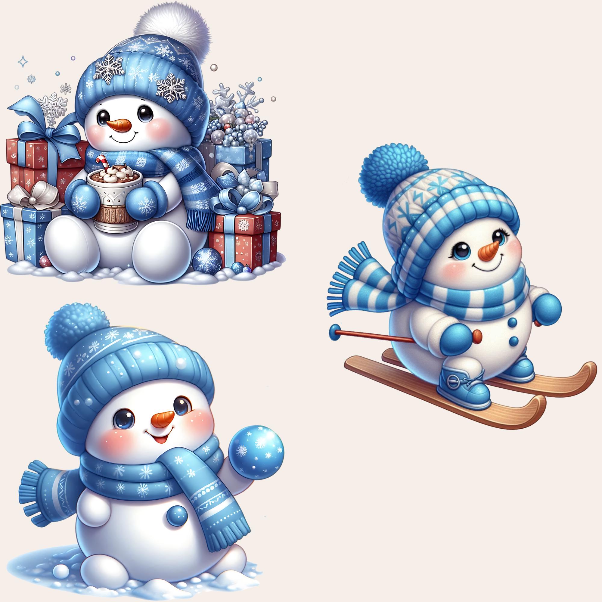 18 Blue Snowman Clipart, Cute Snowman PNG, Festive Snowman Clipart ...