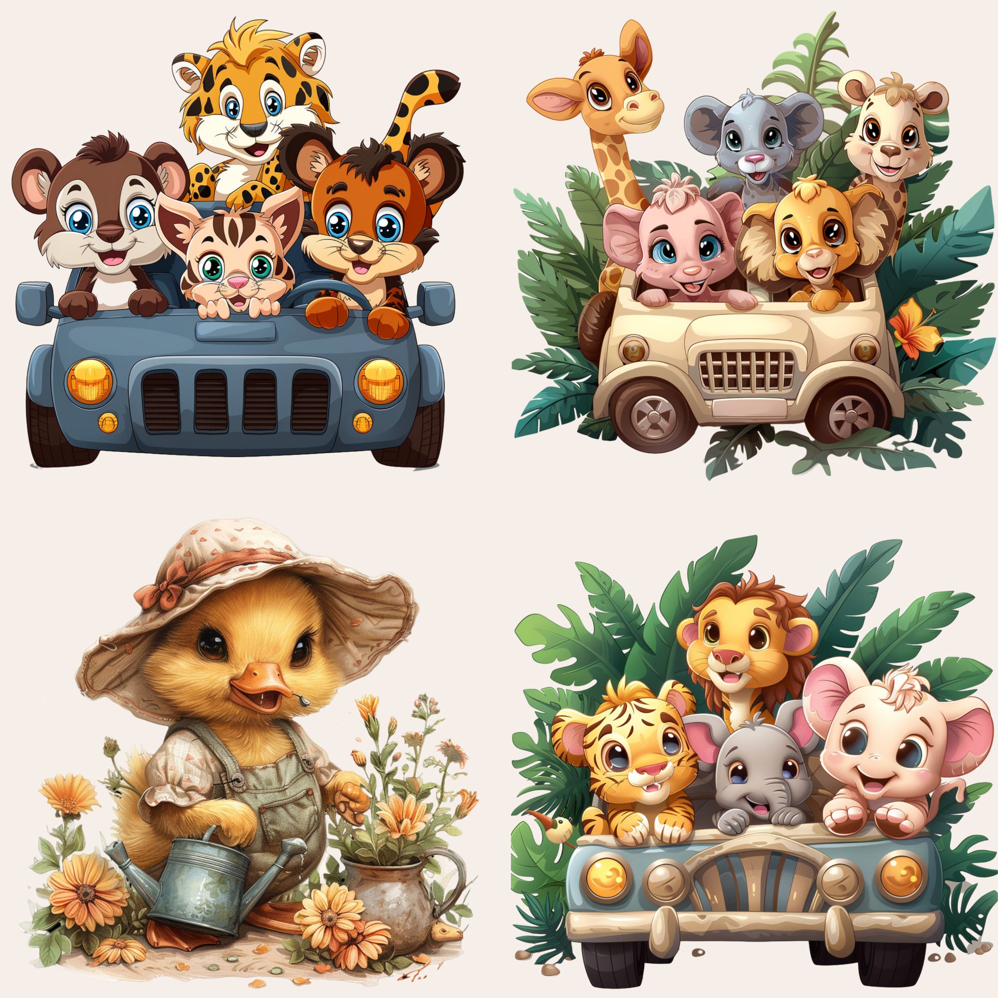 50 Jungle Animals Clipart Bundle, Safari Animals PNG, Animals in Jungle ...
