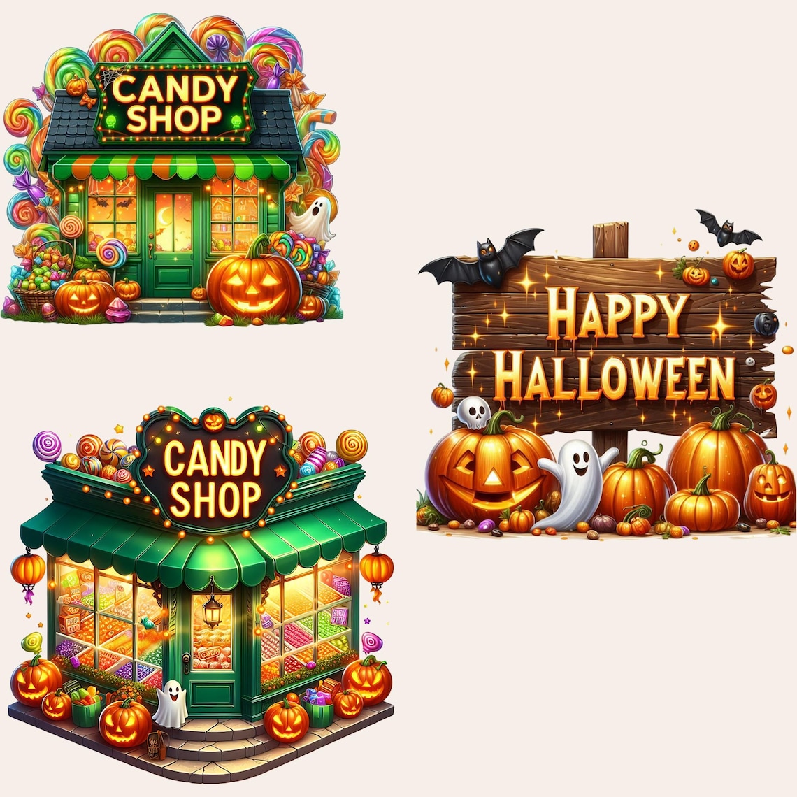 23 Halloween Candy Clipart Bundle, Halloween Candy Shop PNG, Halloween ...