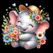 9 Elephant With Flowers Clipart, Baby Elephant PNG, Elephant Baby ...