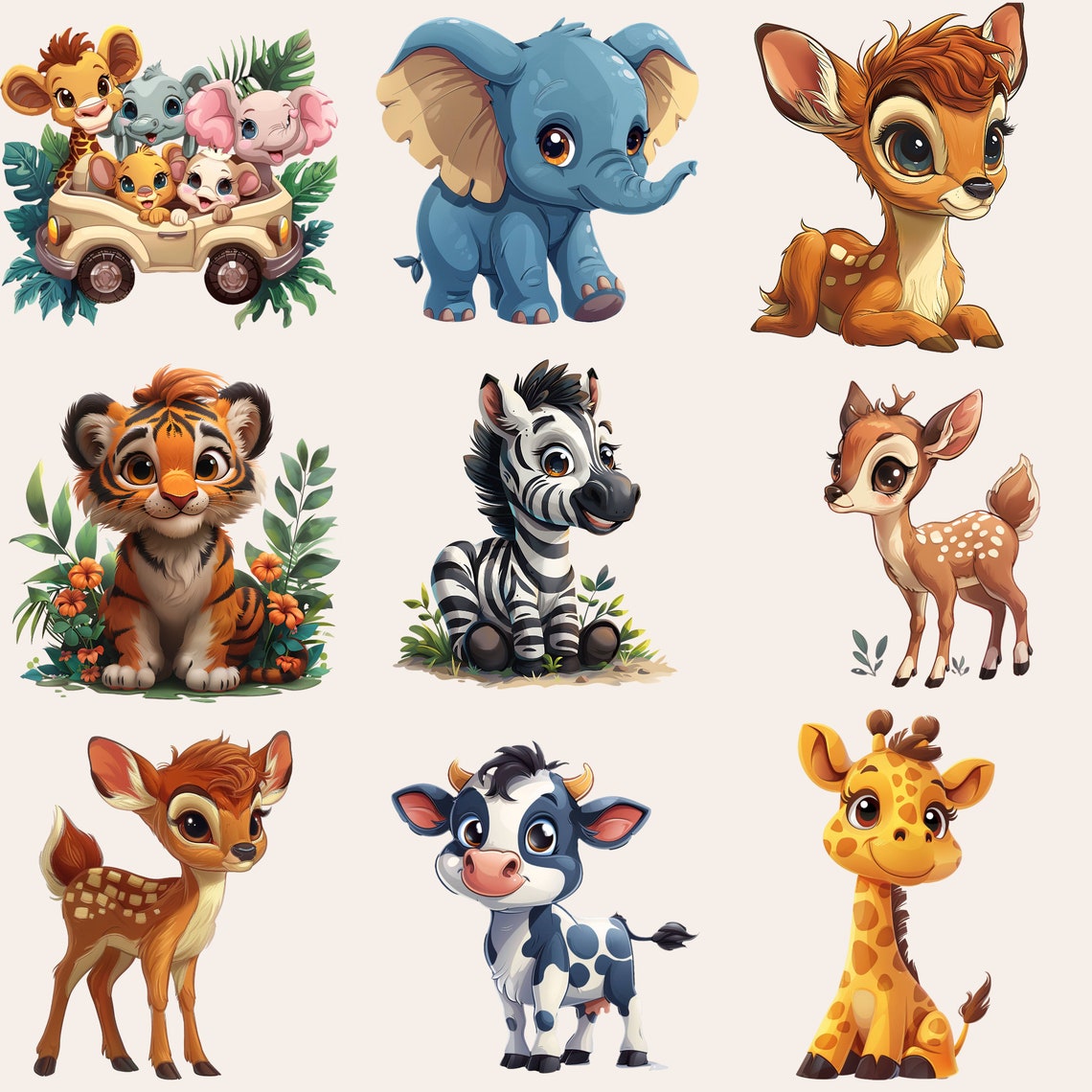 50 Jungle Animals Clipart Bundle, Jungle Animals PNG, Funny Animals ...