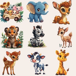 50 Jungle Animals Clipart Bundle, Jungle Animals PNG, Funny Animals ...