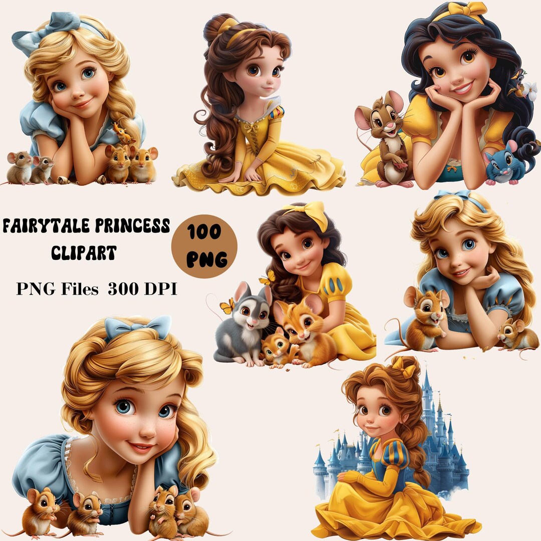 100 Fairytale Princess Clipart Bundle, Cute Princess PNG, Princess Girl ...