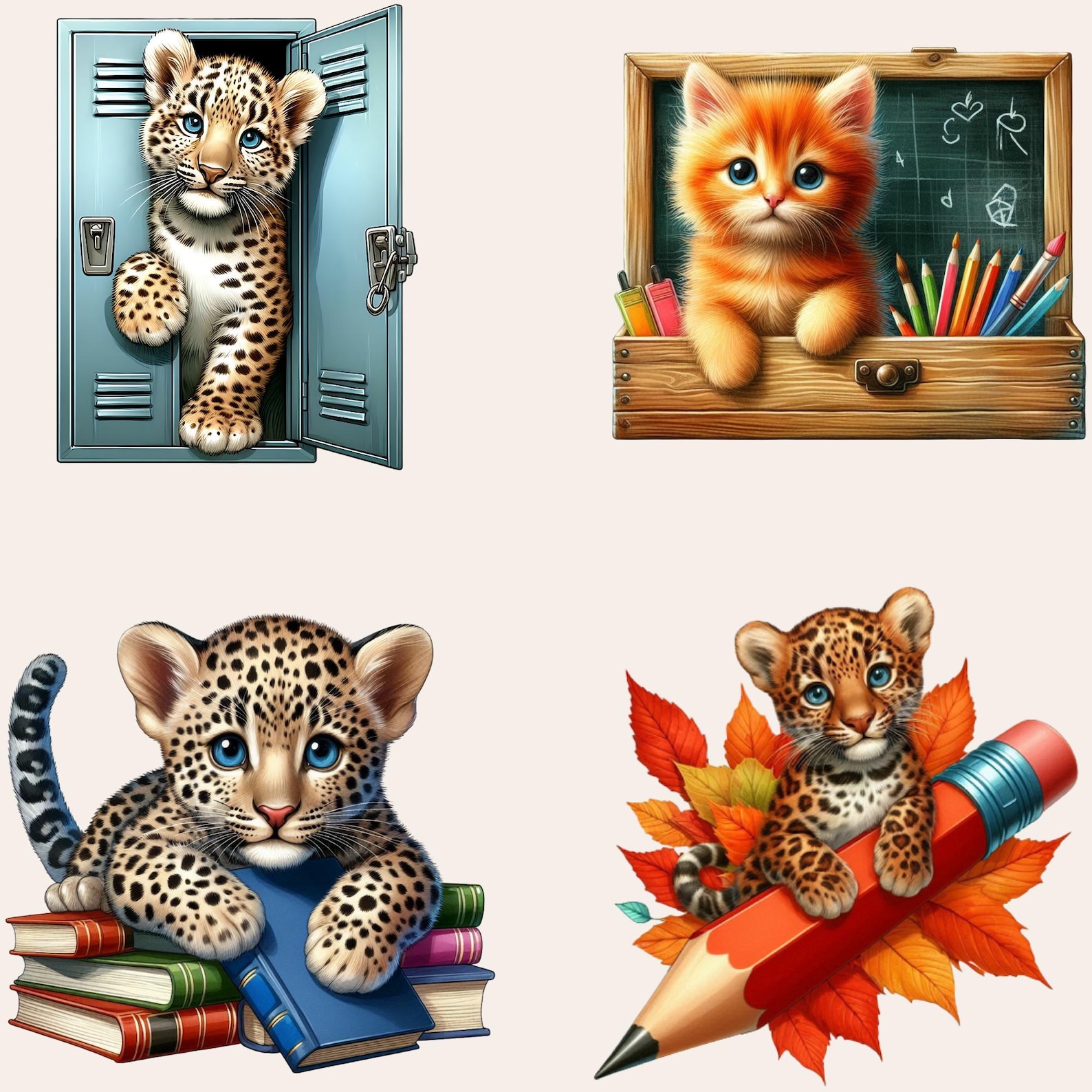 22 Cute School Animals Clipart, Back to School Animals Clipart, School ...