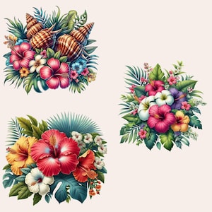 17 Hibiscus Flower Clipart, Tropical Flowers Clipart, Summer Flowers ...