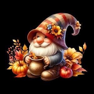 22 Fall Gnome Clipart, Autumn Gnome Clipart, Fall Gnome PNG, Pumpkin ...