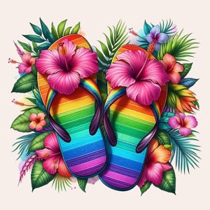 16 Summer Flip Flops Clipart, Flip Flops PNG Bundle, Floral Flip Flops ...