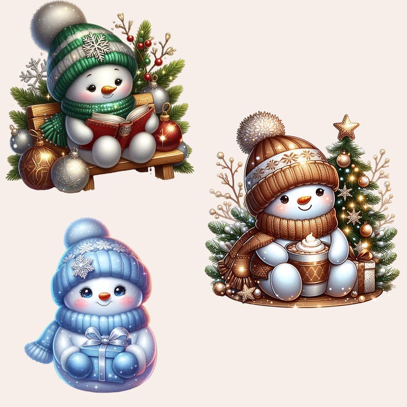 17 Snowman Clipart Bundle, Cute Snowman PNG, Festive Snowman Clipart ...