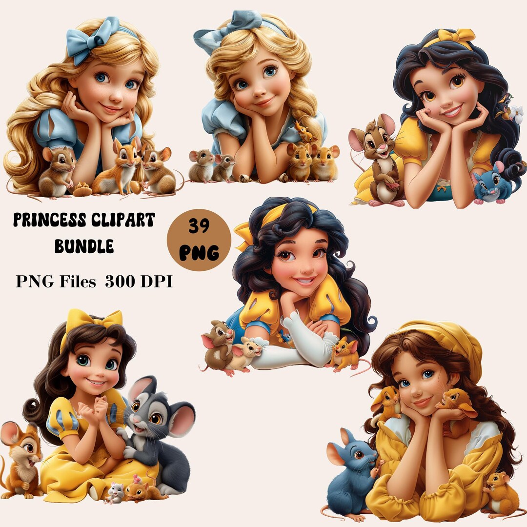 39 Princess Clipart Bundle, Little Princess Clipart Bundle, Fairy Tale ...