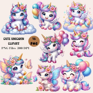 16 Cute Unicorn Clipart, Rainbow Unicorn Clipart, Baby Unicorn PNG ...