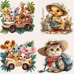 50 Jungle Animals Clipart Bundle, Safari Animals PNG, Animals in Jungle ...