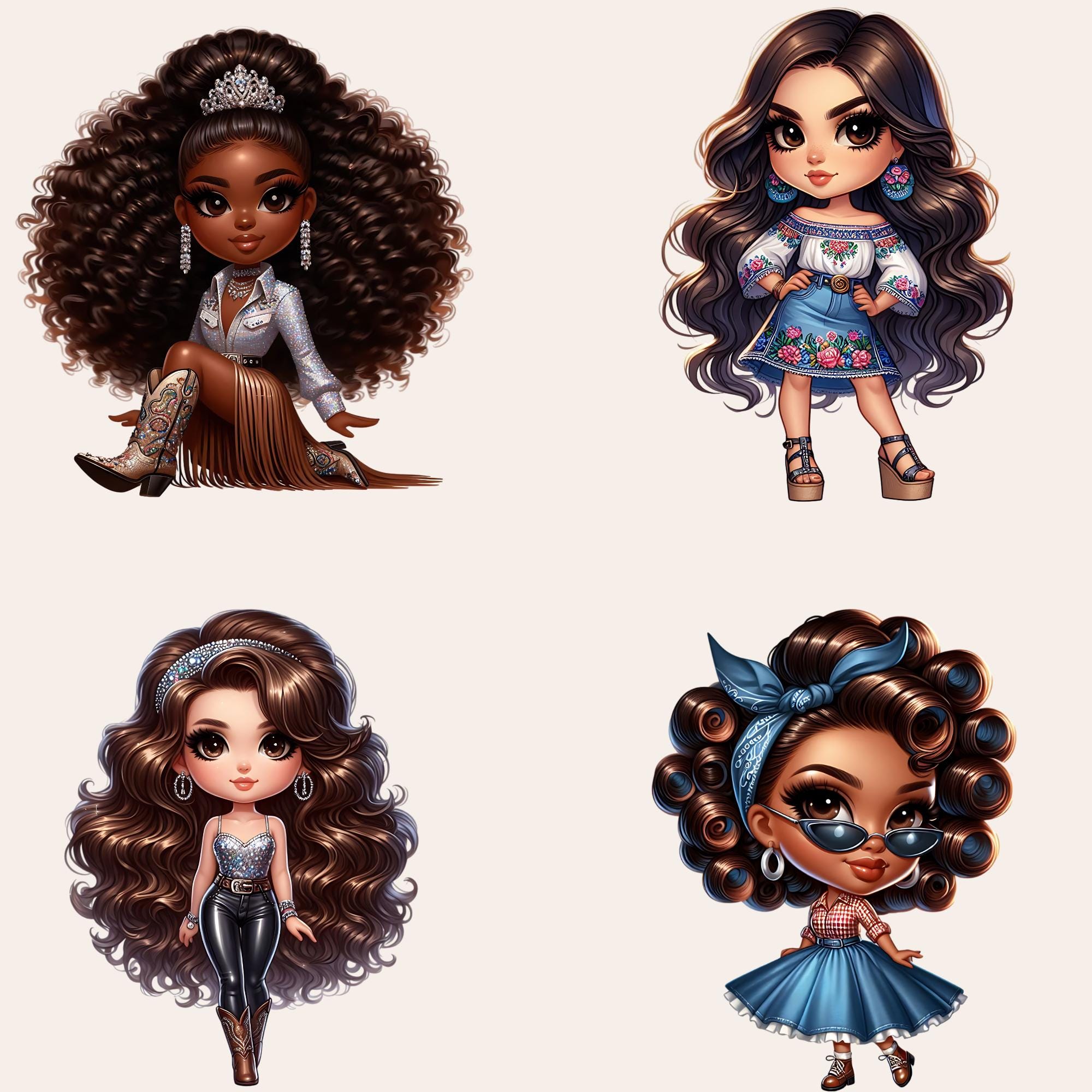 28 Black Chibi Girl Clipart, Chibi Girl PNG Bundle, Cute Chibi Doll ...