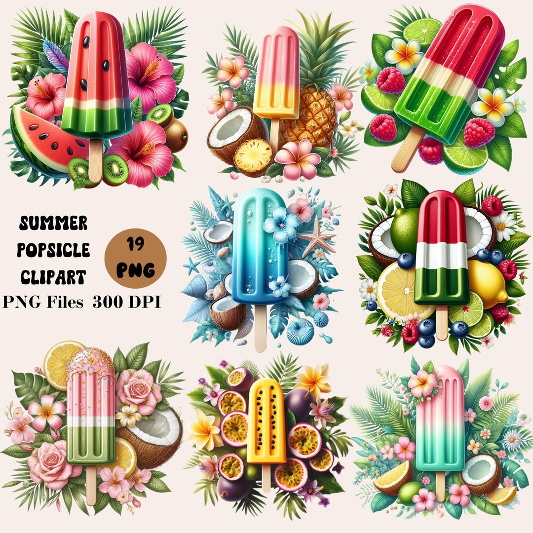 19 Summer Popsicle Clipart, Cute Summer Popsicle PNG, Summer Ice Cream ...
