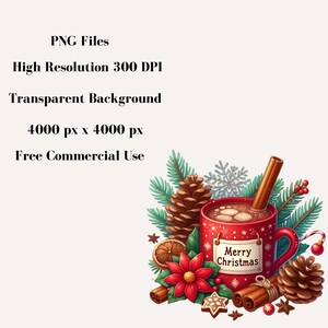 14 Christmas Hot Chocolate Clipart, Hot Chocolate PNG Bundle, Christmas ...