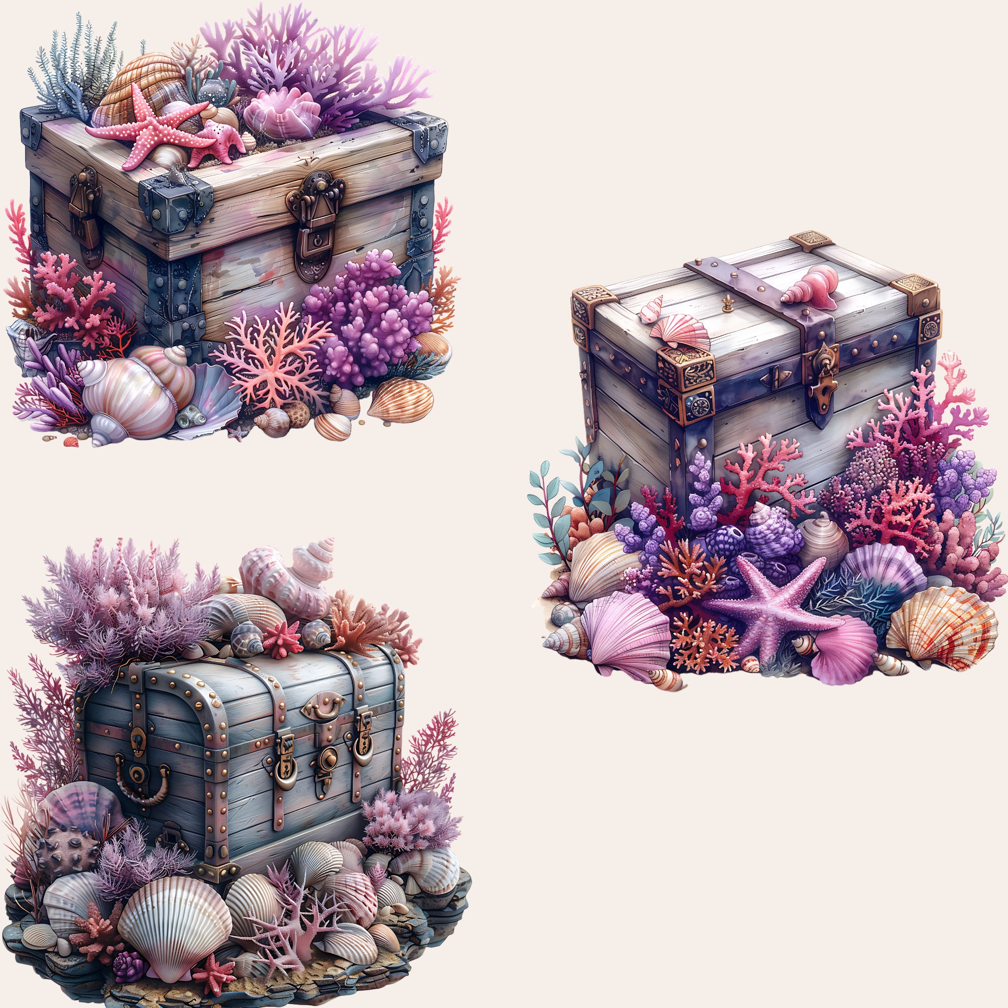 20 Ocean Treasure Box Clipart, Sea Tresure Chest PNG, Ocean Clipart PNG ...