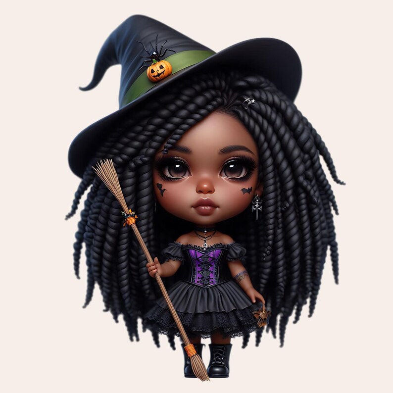 20 Halloween Chibi Girl Clipart, Chibi Clipart Bundle, Witch Chibi Girl ...