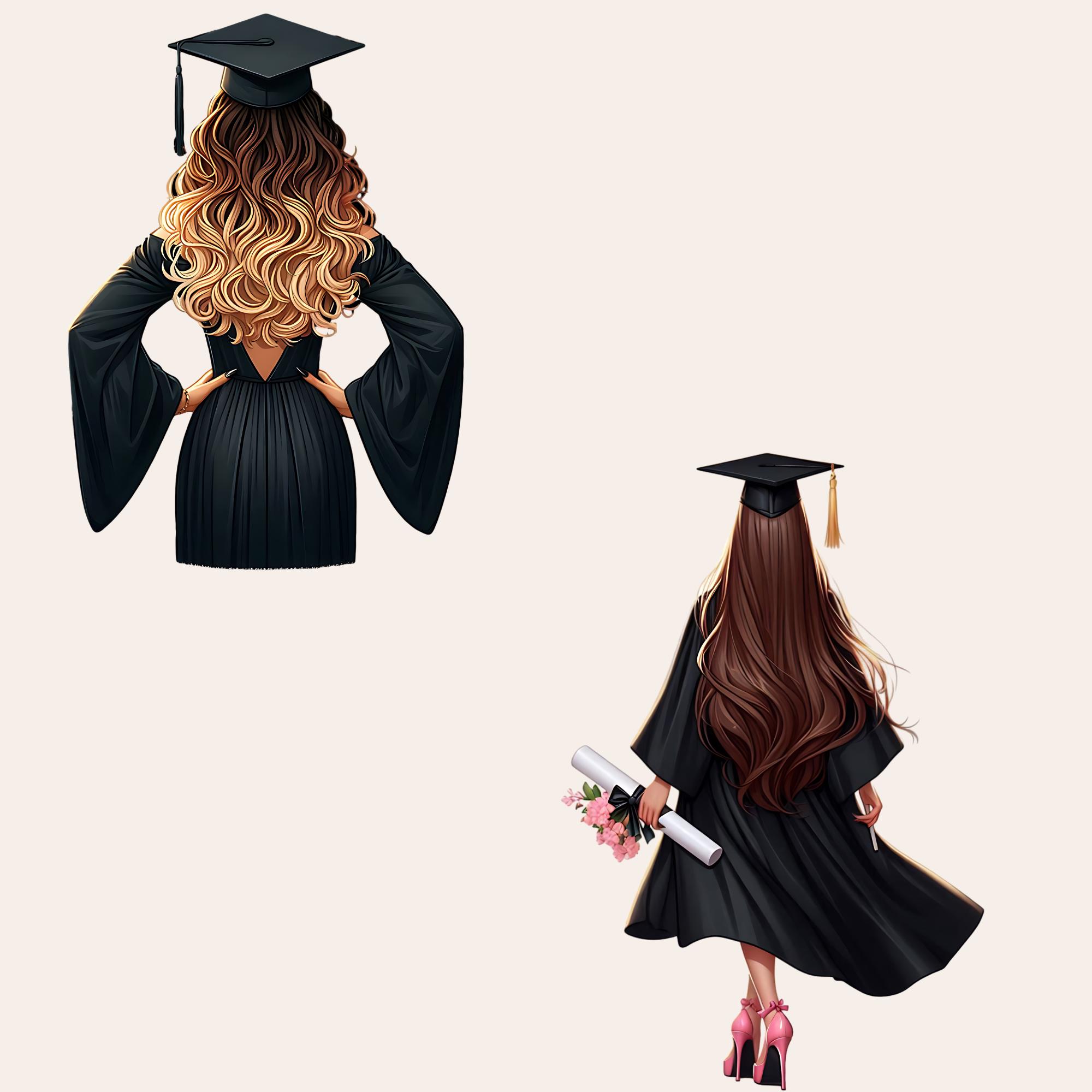 20 Graduation Girl Clipart Bundle, Female Graduate Illustrations ...