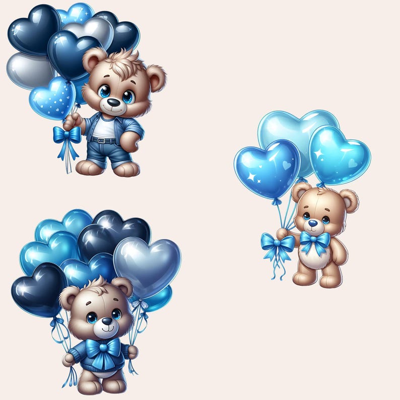 18 Blue Teddy Bear With Balloons Clipart, Cute Teddy Bear Clipart ...