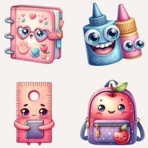26 Kawaii Back to School Clipart, Kawaii School Clipart, Back to School ...