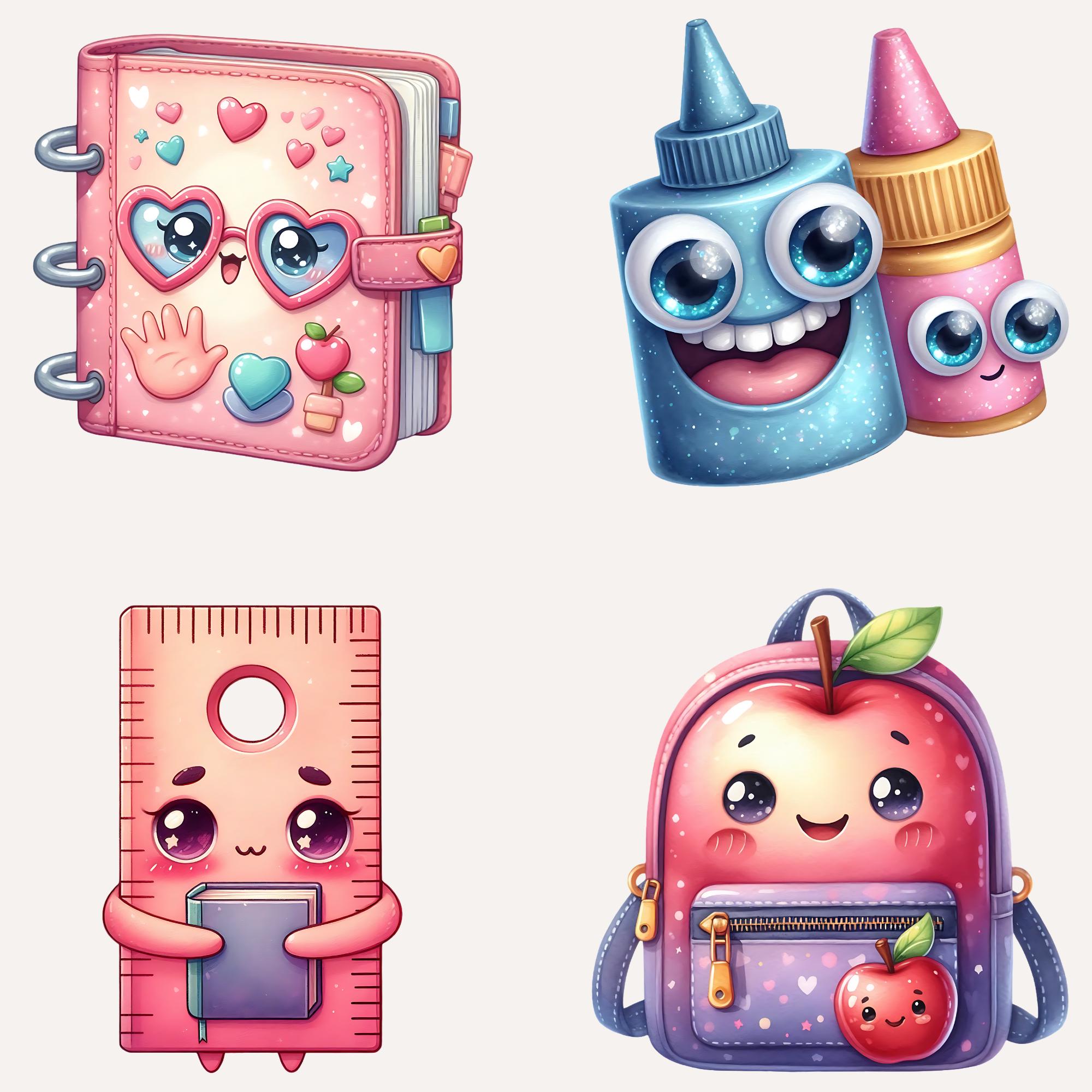 26 Kawaii Back to School Clipart, Kawaii School Clipart, Back to School ...