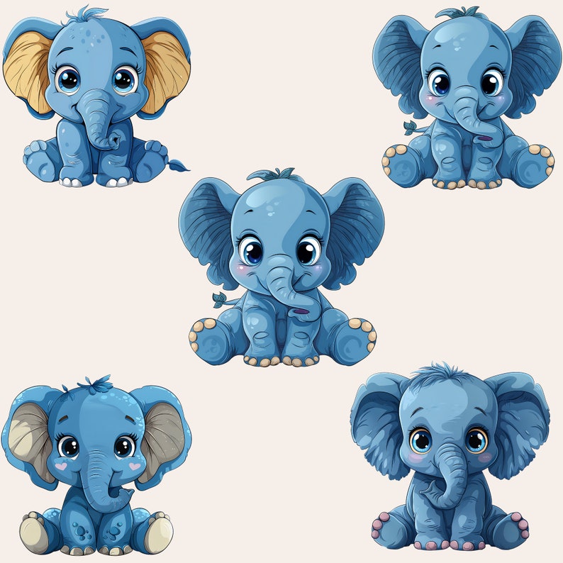 55 Baby Elephant Clipart Bundle, Elephant Clipart PNG, Cute Elephant ...