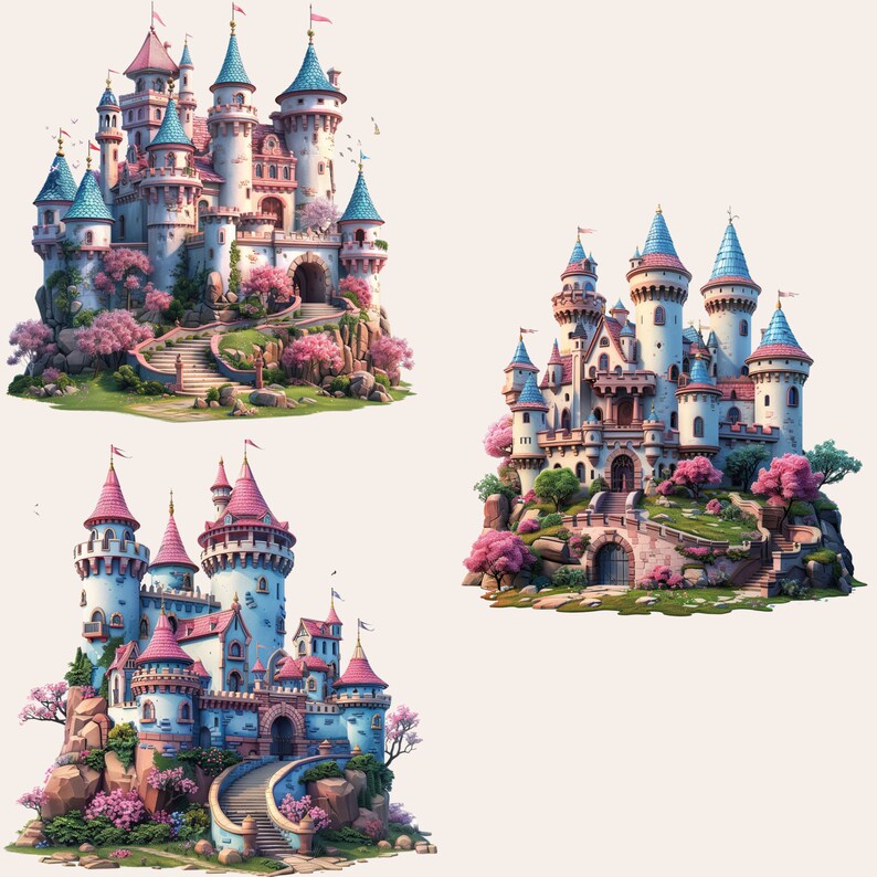 20 Princess Castle Clipart Bundle, Fairytale Princess Castle PNG ...
