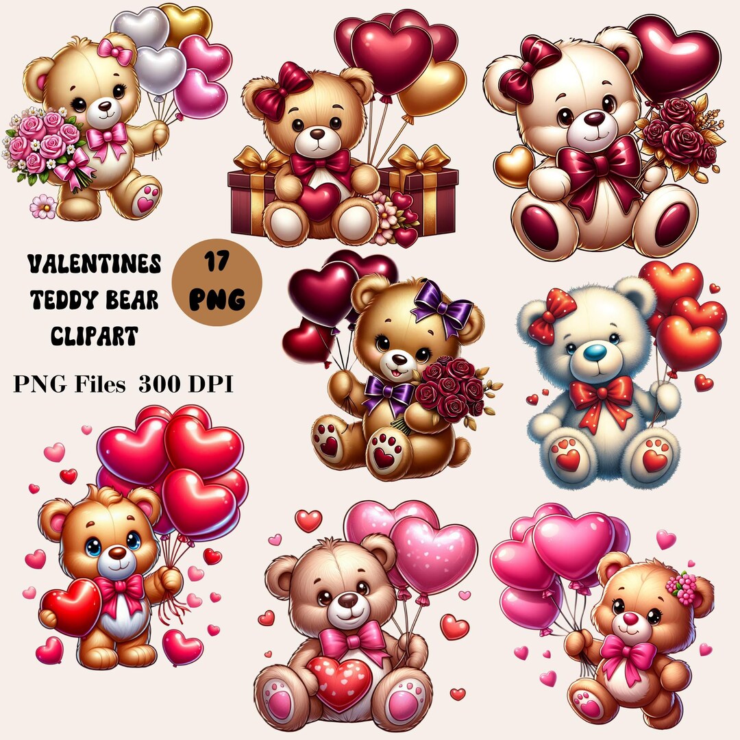 17 Valentine's Day Teddy Bear Clipart, Teddy Bear With Balloons Clipart ...