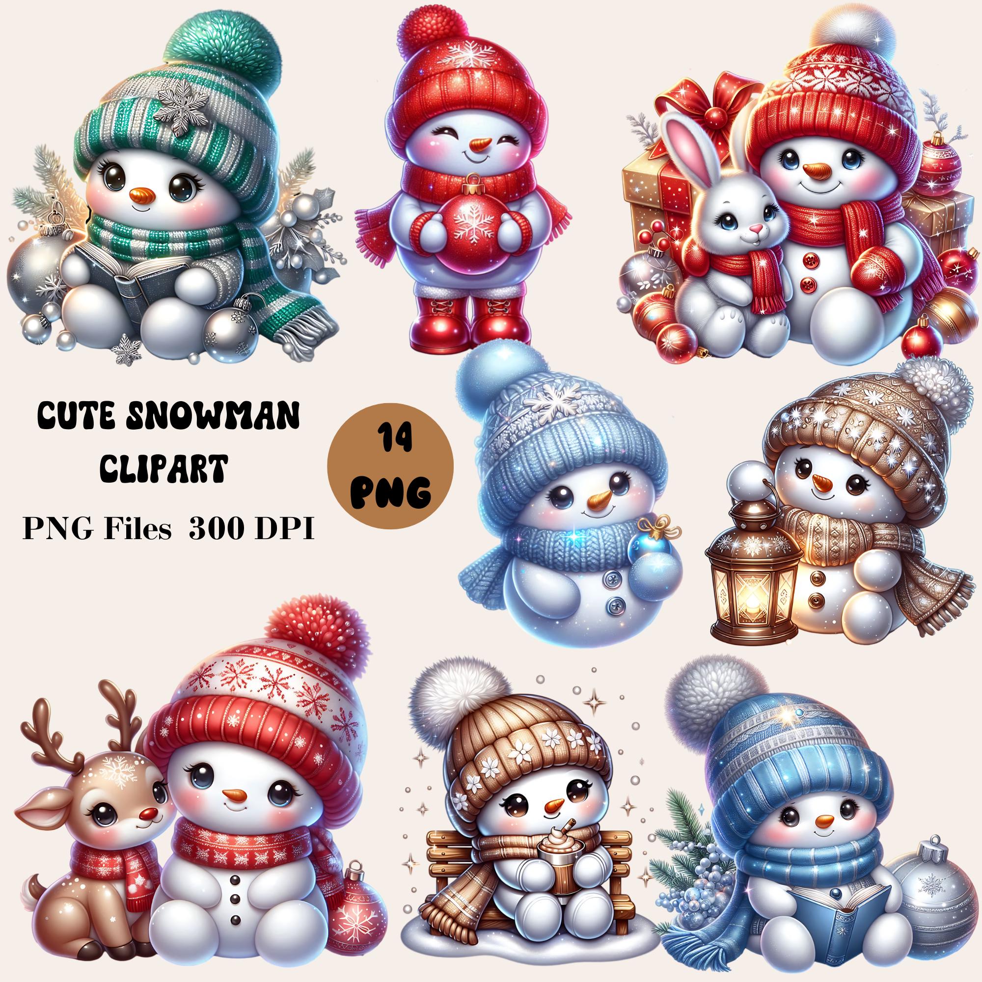 14 Cute Snowman Clipart, Festive Snowman Clipart, Christmas Clipart ...