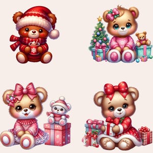 21 Christmas Teddy Bear Clipart, Winter Teddy Bear PNG, Holiday Teddy ...