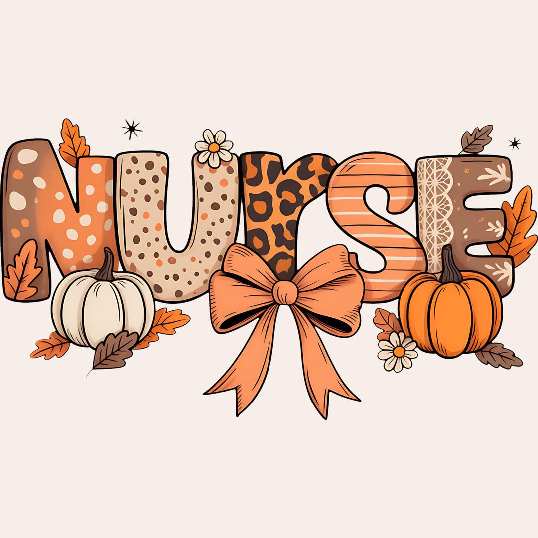 Fall Pumpkin Nurse PNG, Coquette Fall Nurse PNG, Preppy Nurse Fall PNG ...