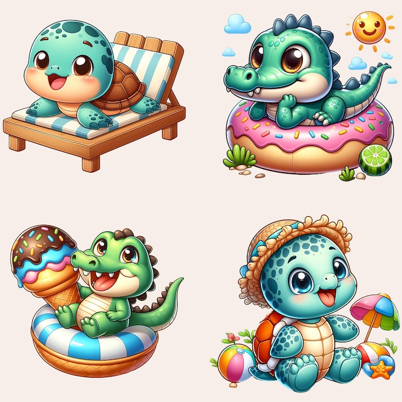 Summer Beach Animals Clipart, Summer Animals PNG, Summer Clipart Bundle ...