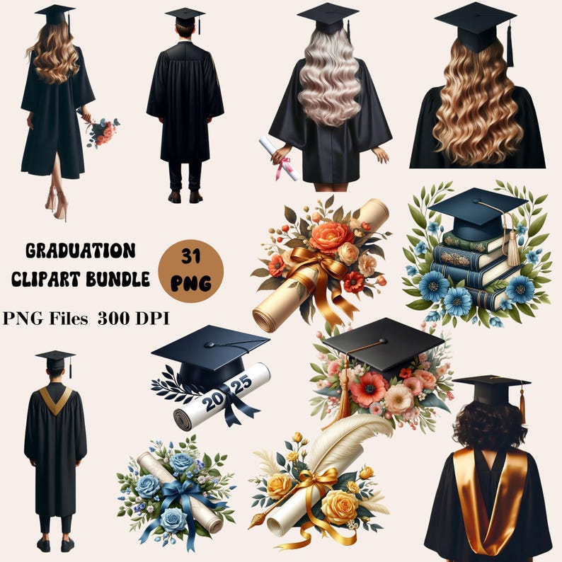 31 Graduation Clipart Bundle, Graduation Girl Clipart, Graduation Hat ...