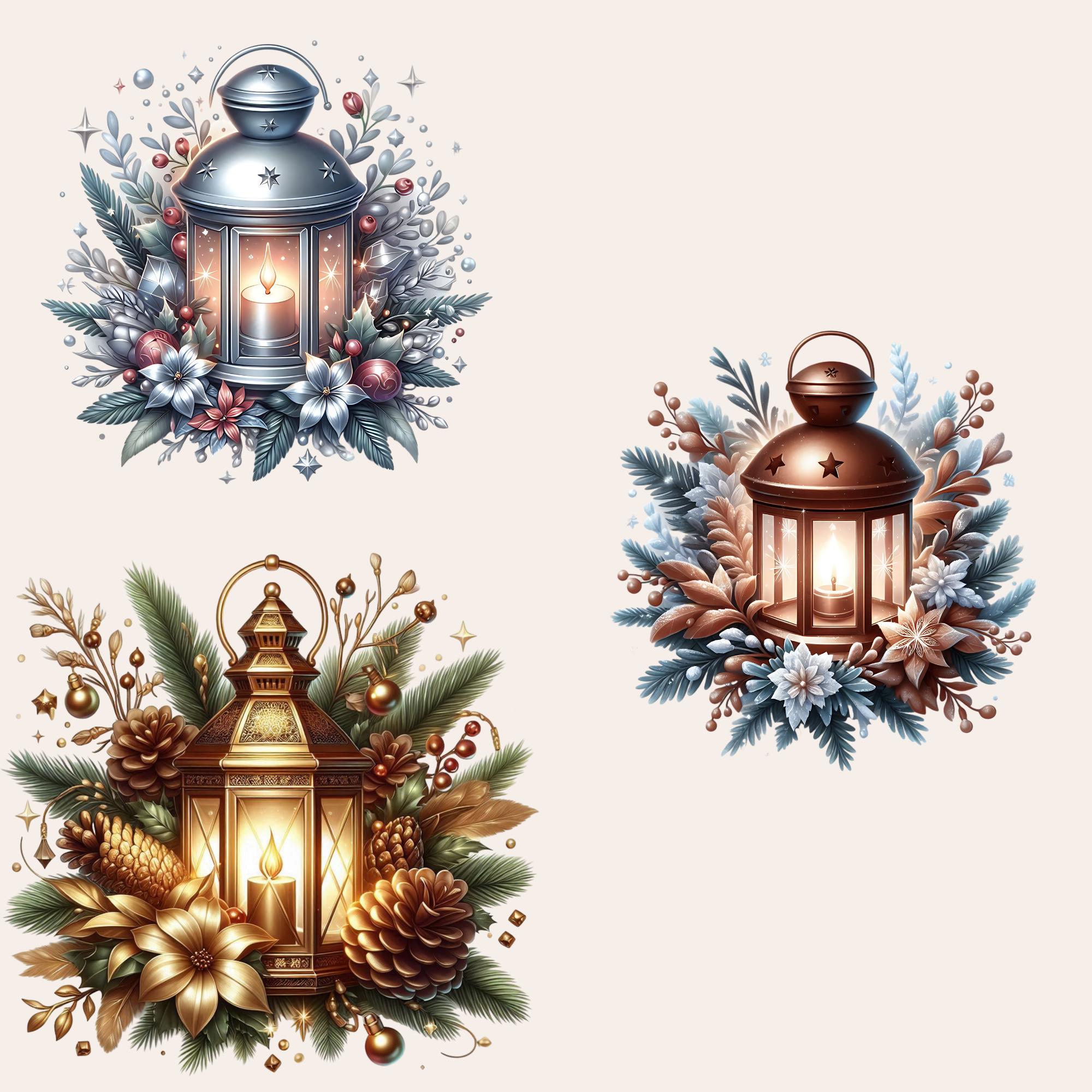 19 Christmas Lantern Clipart, Christmas Lantern PNG Bundle, Festive ...