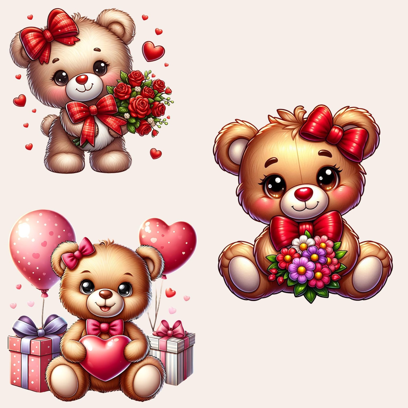 21 Valentines Teddy Bear Clipart, Valentine's Day Clipart, Love Bears ...