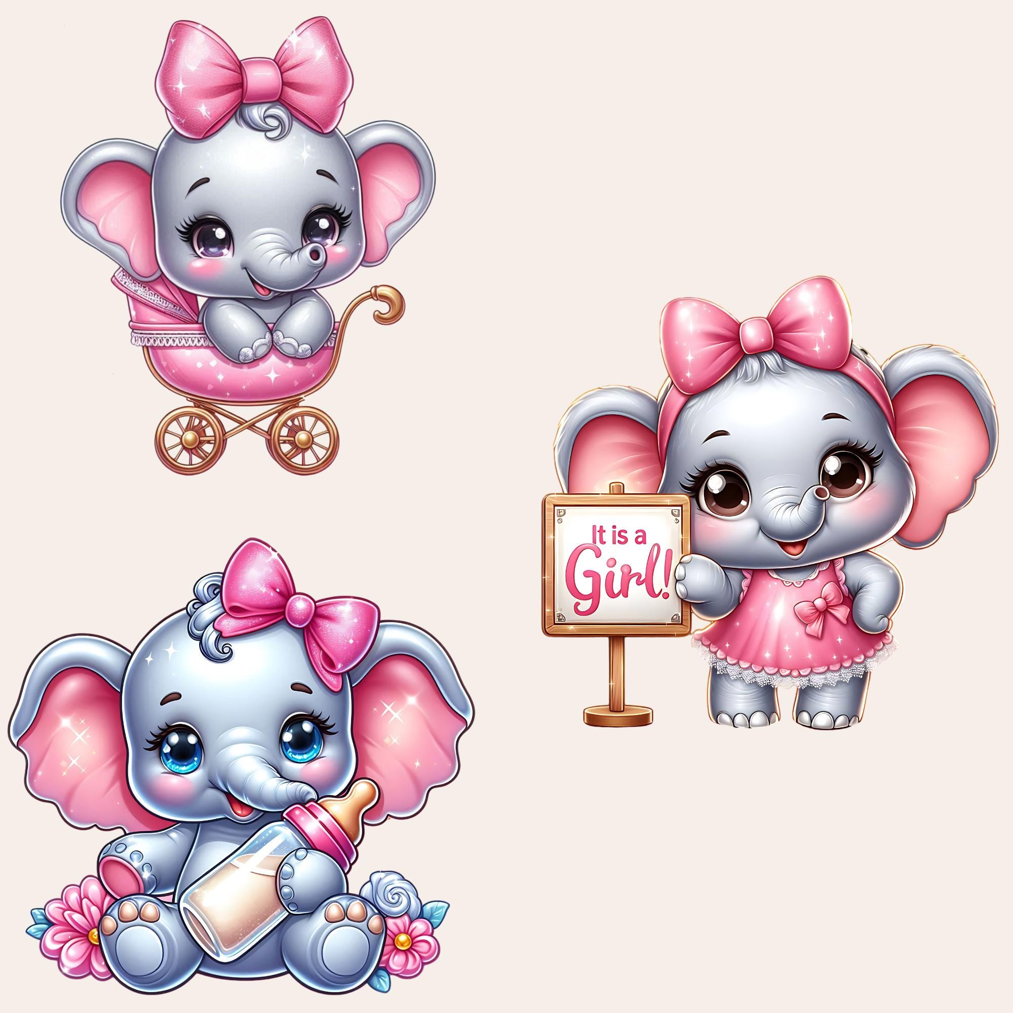 14 Pink Baby Elephant Clipart, Baby Elephant PNG, Elephant Girl Clipart ...