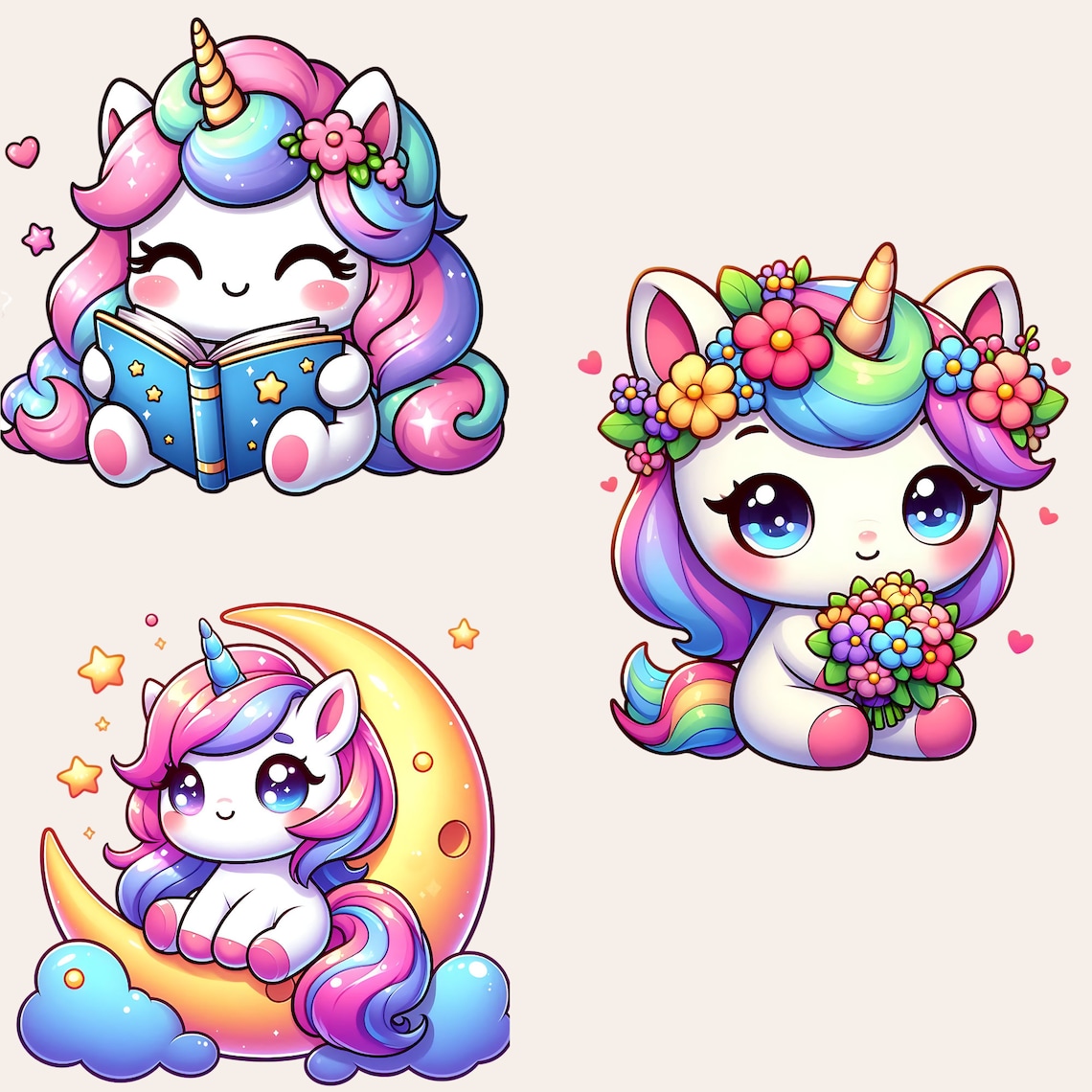 25 Kawaii Unicorn Clipart, Cute Kawaii Unicorn PNG, Baby Unicorn PNG ...