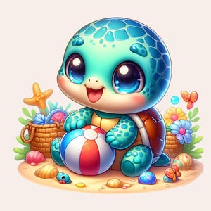 20 Summer Baby Turtle Clipart, Beach Turtle Clipart, Cute Sea Turtle ...