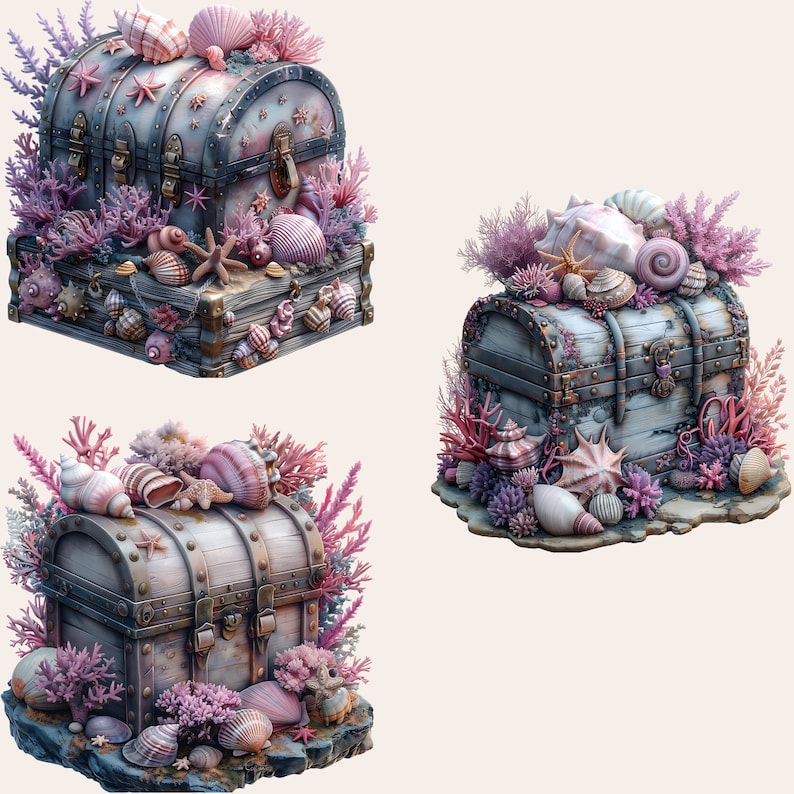 20 Ocean Treasure Box Clipart, Sea Tresure Chest PNG, Ocean Clipart PNG ...