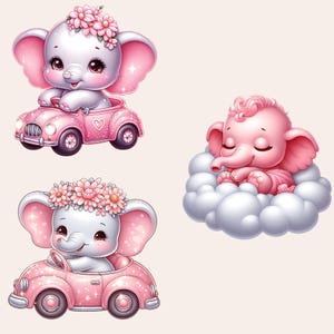 17 Pink Baby Elephant Clipart, Cute Baby Elephant PNG, Baby Elephant ...