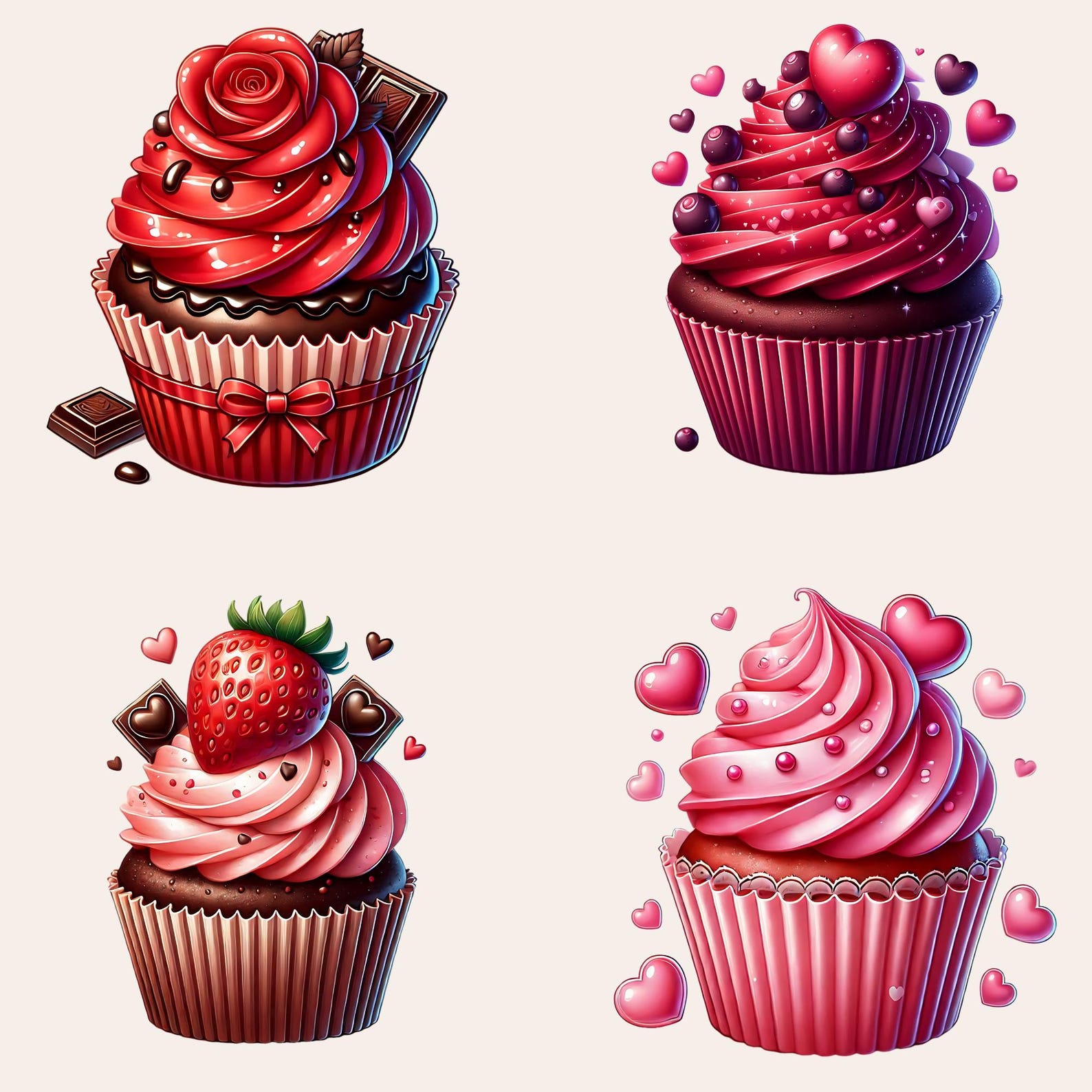 20 Valentines Cupcake Clipart, Valentine's Day Cupcake PNG, Valentine ...