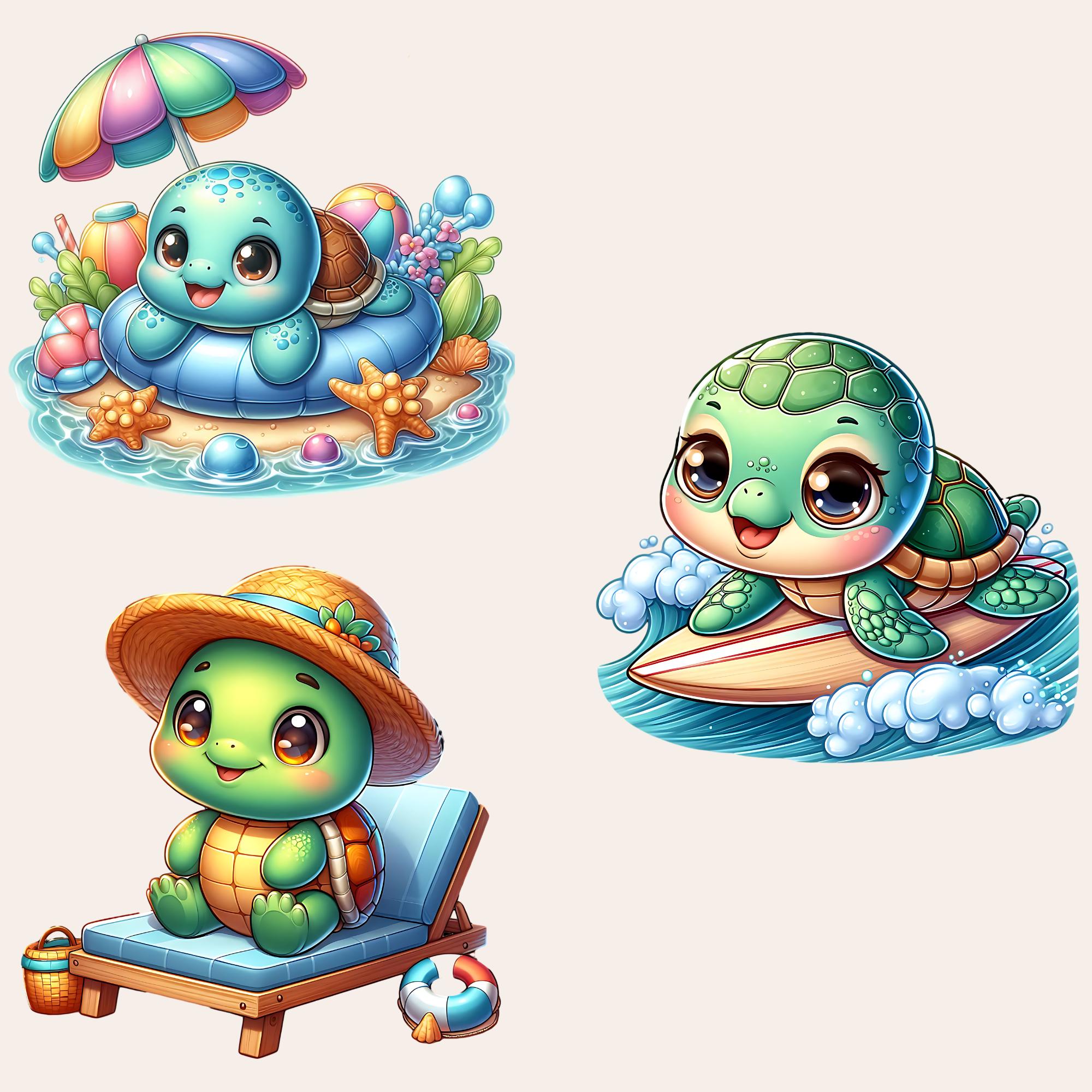 15 Summer Baby Turtle Clipart, Beach Turtle Clipart, Cute Sea Turtle ...