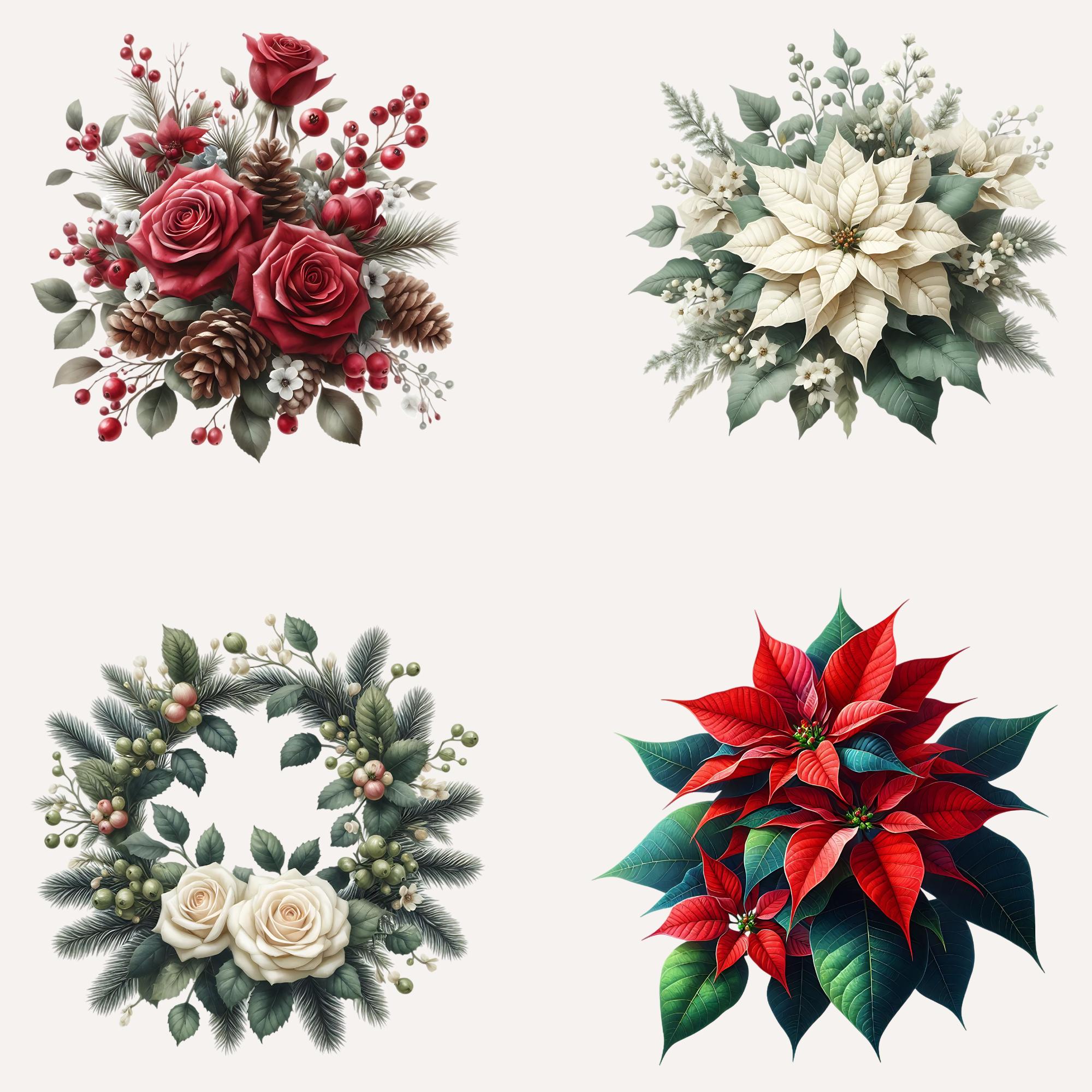 28 Christmas Poinsettia Clipart, Christmas Flowers PNG, Poinsettias ...